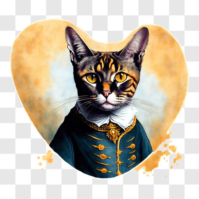 Download Serious Cat Wearing Blue and Gold Outfit with Crown and ...