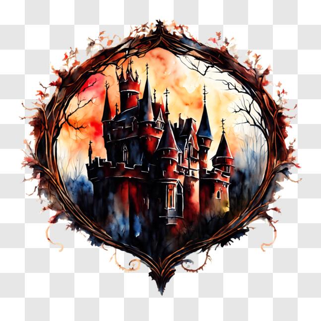 Download Colorful Castle Frame with Trees and Vines PNGs Online ...