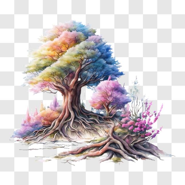 Download Inspirational Watercolor Painting of a Tree PNGs Online ...