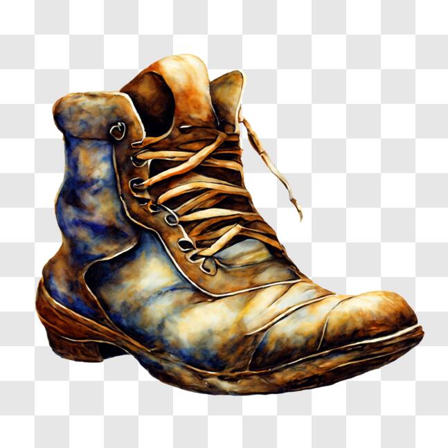 Download Old Worn-out Boot with Brown Leather Sole and Laces PNGs ...