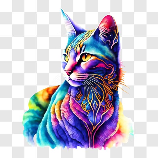 Download Colorful Abstract Cat Artwork PNGs Online - Creative Fabrica