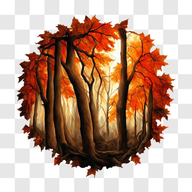 Download Autumn Forest Painting with Vibrant Colors PNGs Online ...