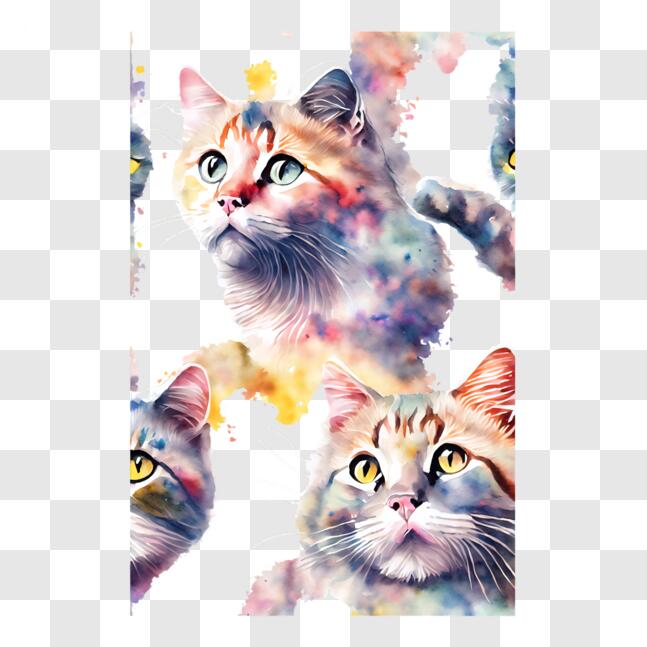 Download Colorful Pattern of Cats PNGs Online - Creative Fabrica