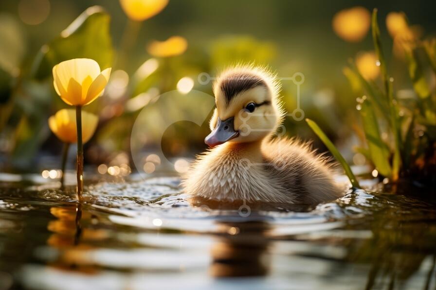Adorable Baby Duck in Nature stock photo | Creative Fabrica
