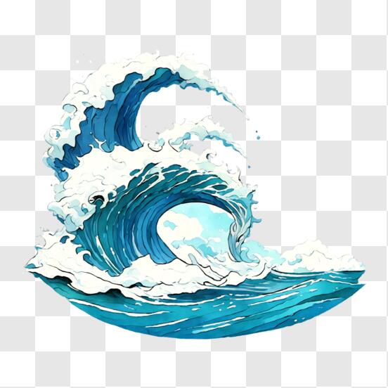 Download Large Blue Wave Breaking on the Water Surface PNGs Online ...