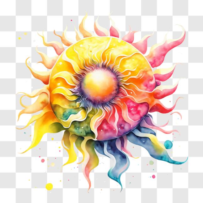 Download Colorful Psychedelic Sun Design PNGs Online - Creative Fabrica