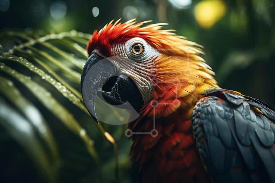 Colorful Parrot in Jungle Habitat stock photo | Creative Fabrica