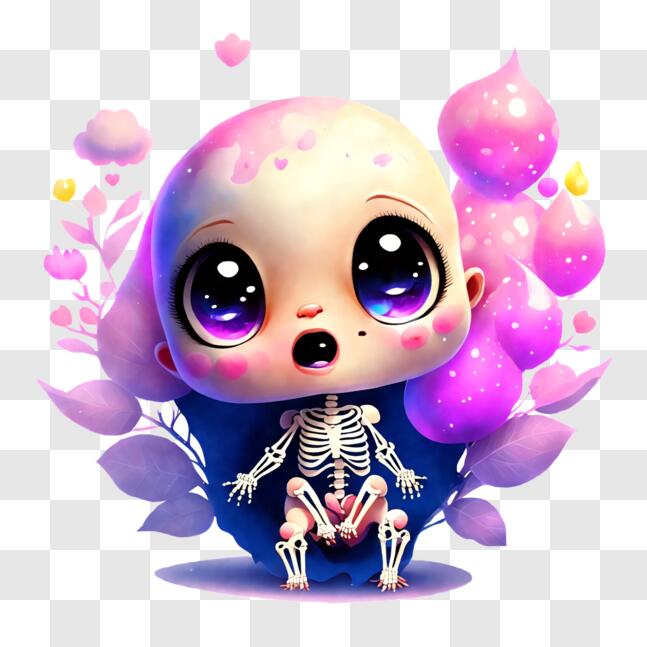 Download Cute Skeleton Baby with Purple Eyes in a Garden PNGs Online ...