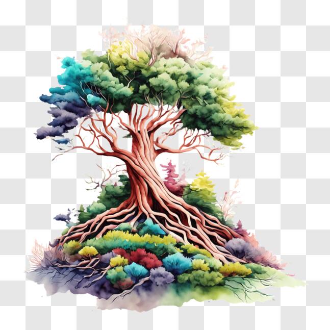 Download Colorful Root Tree in Nature PNGs Online - Creative Fabrica