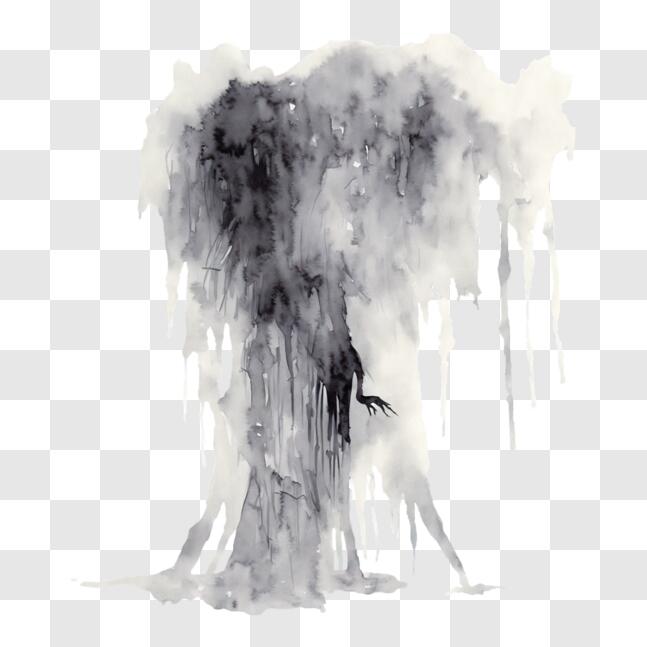 Download Icy Tree Drawing in Black and White PNGs Online - Creative Fabrica