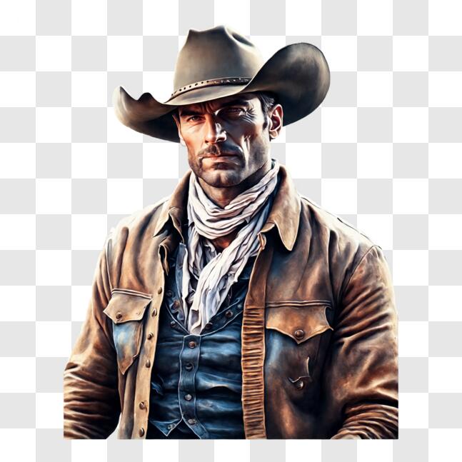 Download Authentic Cowboy in Western Outfit PNGs Online - Creative Fabrica