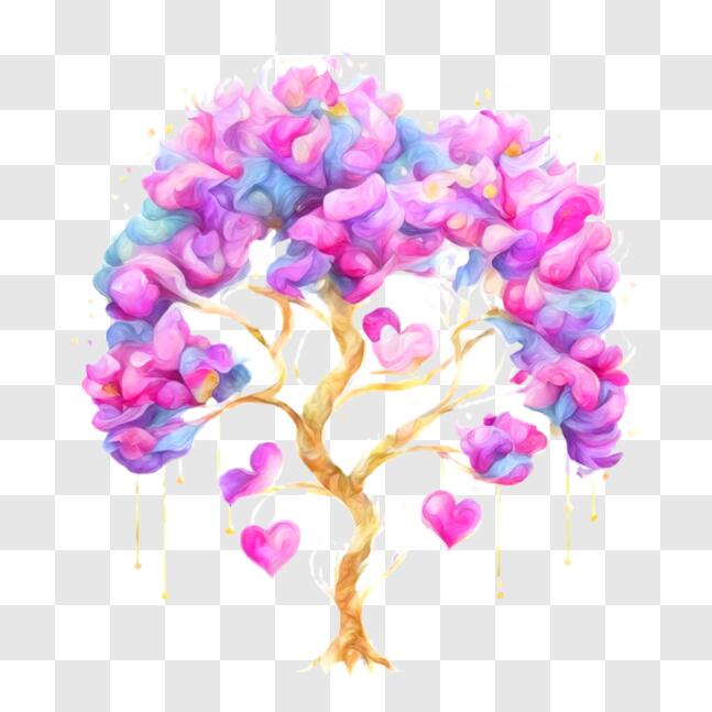 Download Colorful Tree with Heart-shaped Ornaments PNGs Online ...