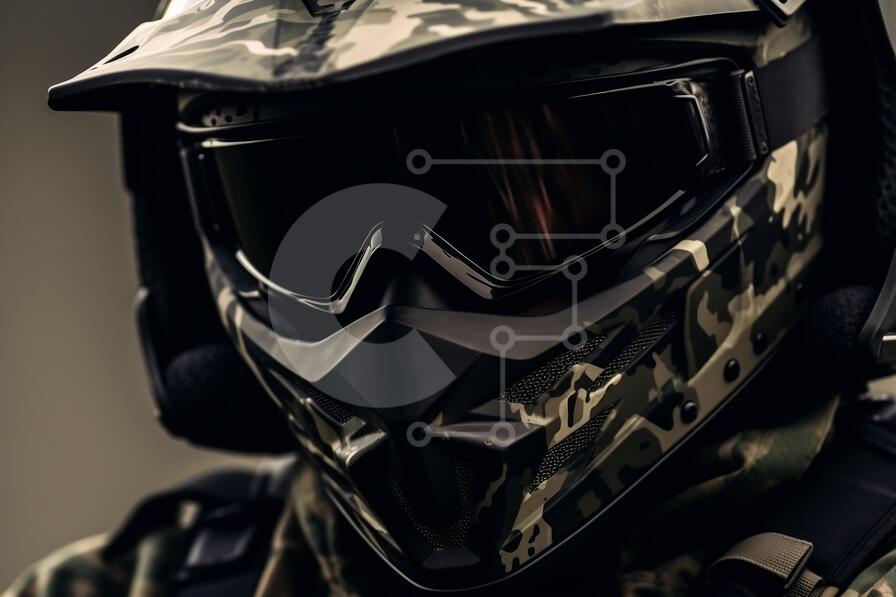 Camouflage Goggles and Helmet for Sports and Activities stock photo ...