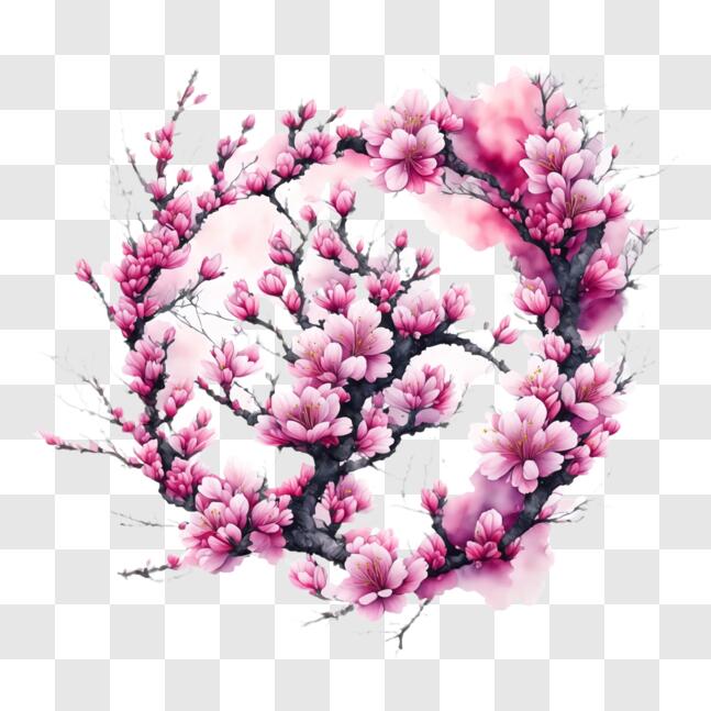 Download Circle of Pink Cherry Blossoms in the Shape of Peace Symbol ...