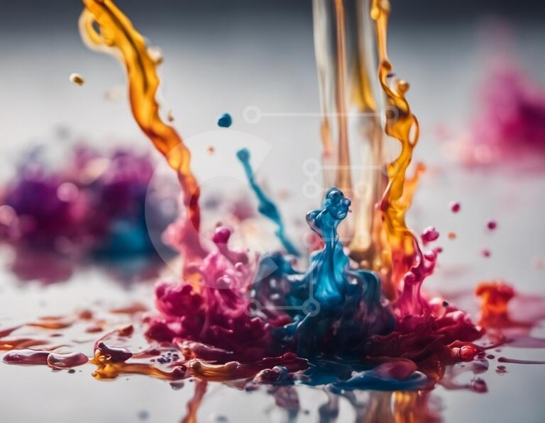 Vibrant Paint Splash in a Container stock photo | Creative Fabrica