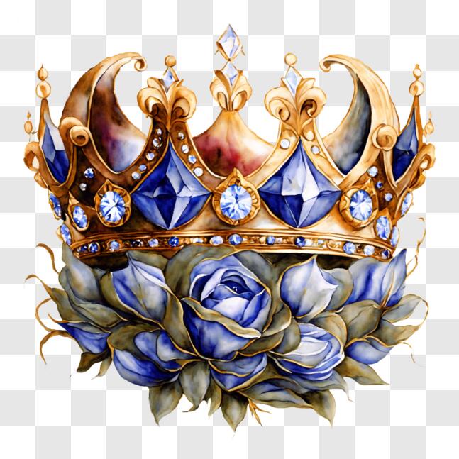 Download Crown with Blue Flowers and Diamonds PNGs Online - Creative ...
