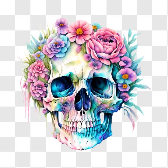 Download Realistic Digital Painting of a Skull in Purple and Black PNGs ...