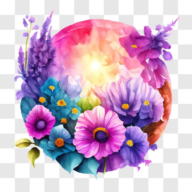 Download Colorful Flower Circle PNGs Online - Creative Fabrica