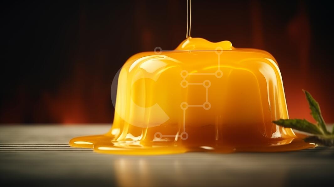 Tempting Jelly Dessert with Honey Drizzle stock photo | Creative Fabrica