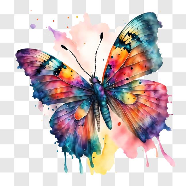 Download Colorful Butterfly with Paint Splatters PNGs Online - Creative ...