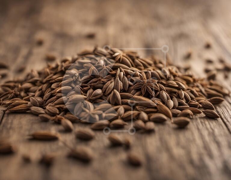 Brown Seeds on Wooden Surface stock photo | Creative Fabrica