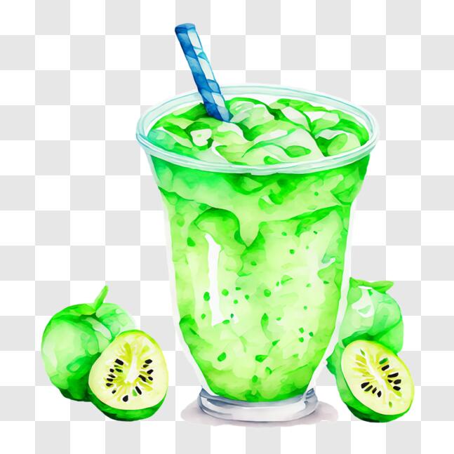 Télécharger Jus vert avec citron et glace PNG En Ligne - Creative Fabrica
