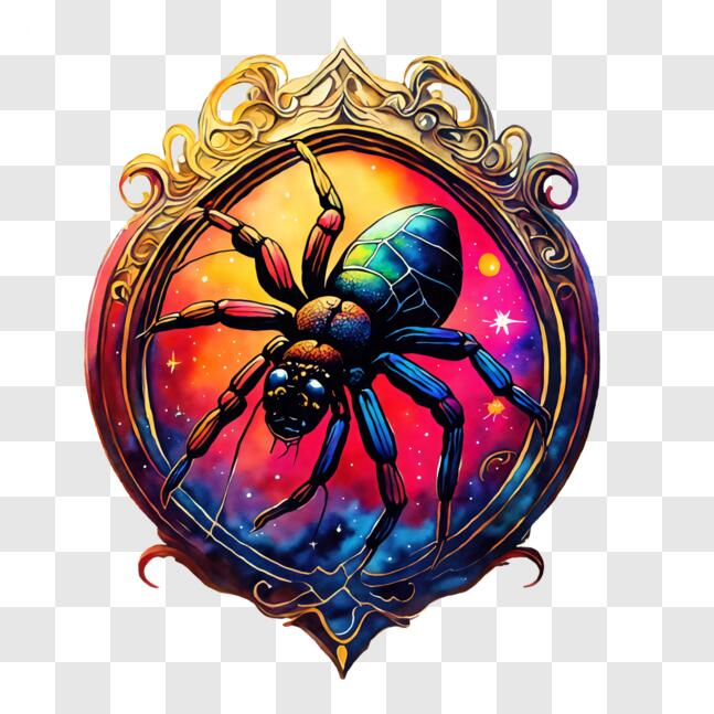 Download Colorful Spider in Ornate Frame PNGs Online - Creative Fabrica