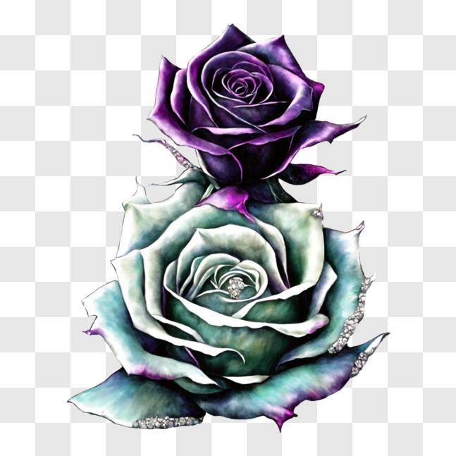 Download Purple Roses on Black Background with Diamonds PNGs Online ...