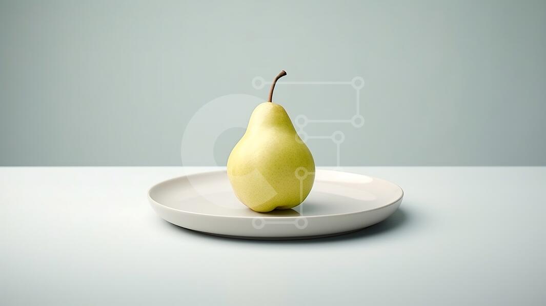 Fresh Pear on a White Plate stock photo | Creative Fabrica