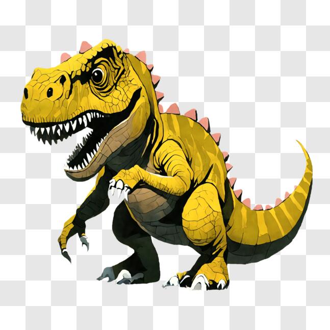 Download Yellow T-Rex Dinosaur Standing with Mouth Open PNGs Online ...