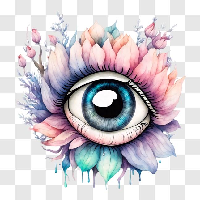 Download Abstract Eye with Colorful Flowers PNG Online - Creative Fabrica