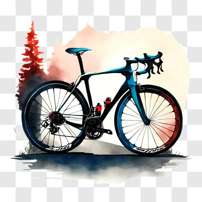 Download Blue Bicycle Parked in a Forest PNGs Online - Creative Fabrica