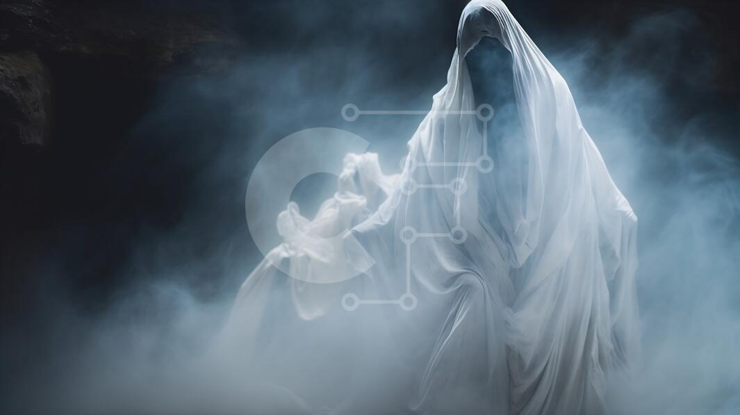 Ghostly Figure Floating in the Air stock photo | Creative Fabrica