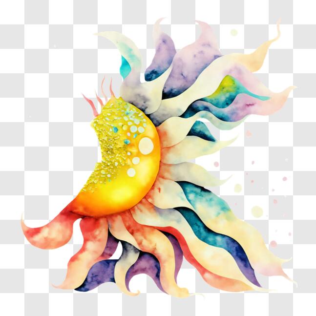 Download Abstract Sun Watercolor Painting PNGs Online - Creative Fabrica