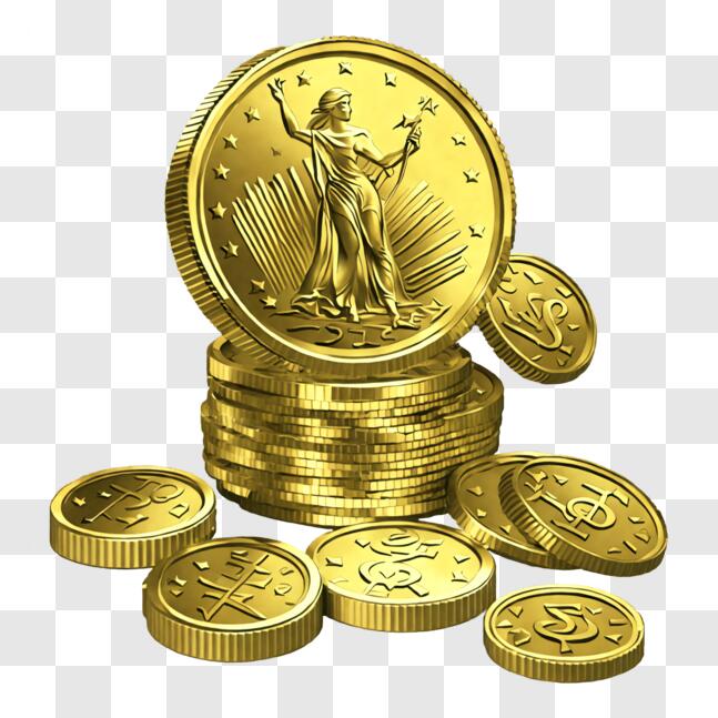 Download Stack of Gold Coins with Liberty Coin and United States Dollar ...