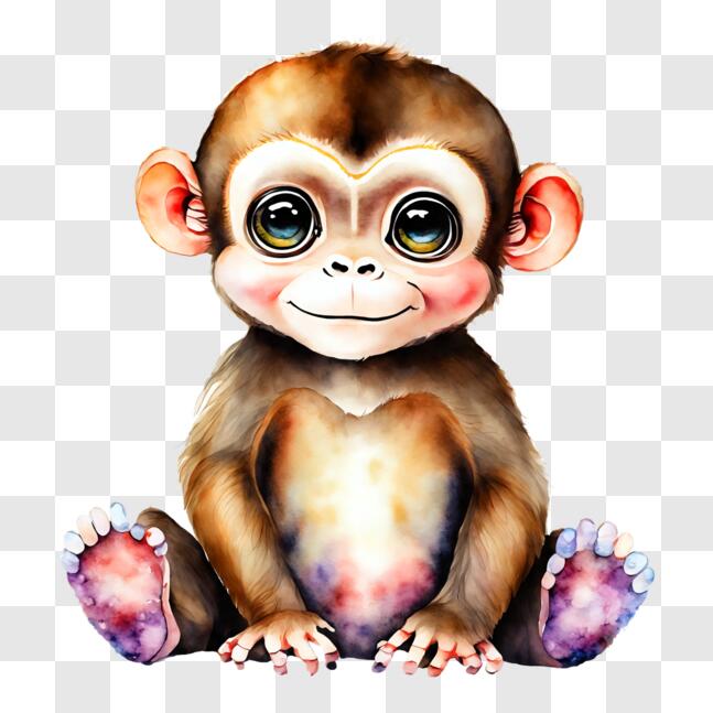 Download Curious Baby Monkey Sitting on the Ground PNGs Online ...