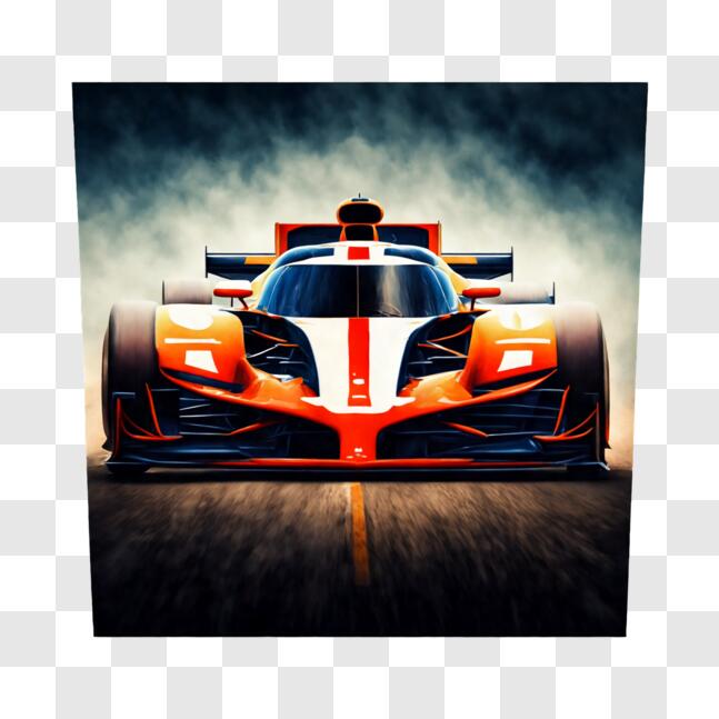 Download Orange Race Car Speeding Down the Track PNGs Online - Creative ...