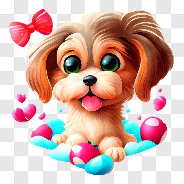 Download Happy Dog in Bathtub with Bubbles and Colorful Balls PNGs ...
