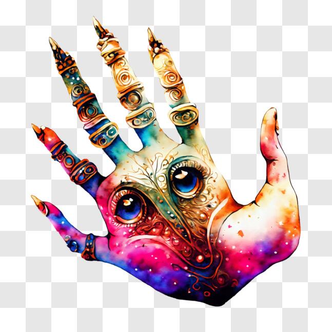 Download Hand with Colorful Painted Designs PNGs Online - Creative Fabrica