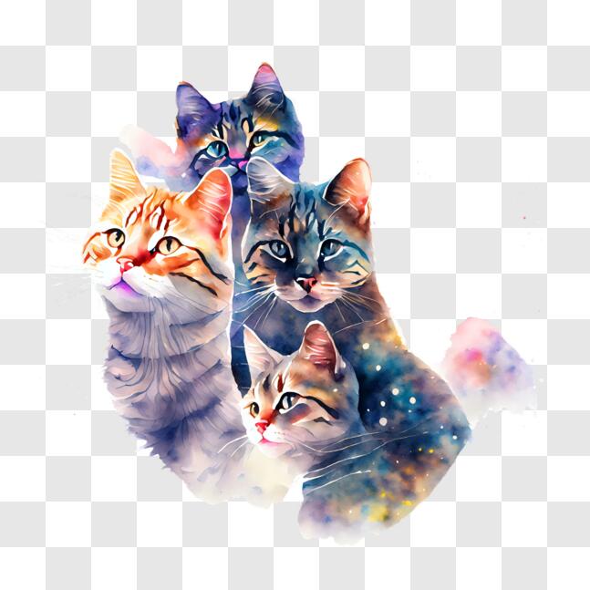 Download Group of Cats with Different Colors and Patterns PNGs Online ...