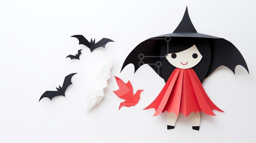Adorable Paper Cut-out Witch for Halloween stock photo | Creative Fabrica