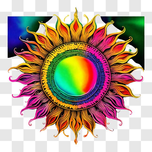 Download Bright and Multicolored Abstract Sun Art PNGs Online ...