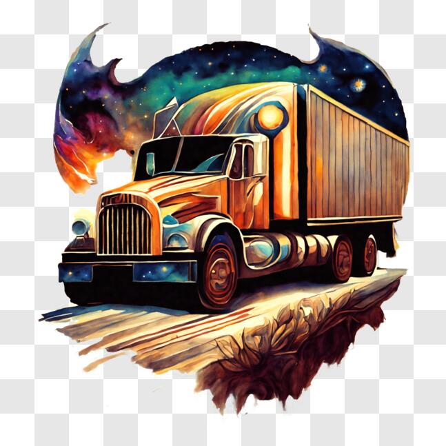 Download Orange Semi-Truck Driving Down the Road PNGs Online - Creative ...