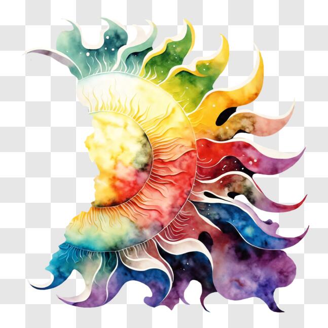 Download Colorful Watercolor Painting of the Sun PNGs Online - Creative ...