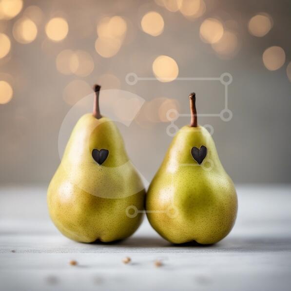 Two Green Pears Representing Love or Friendship stock photo | Creative ...