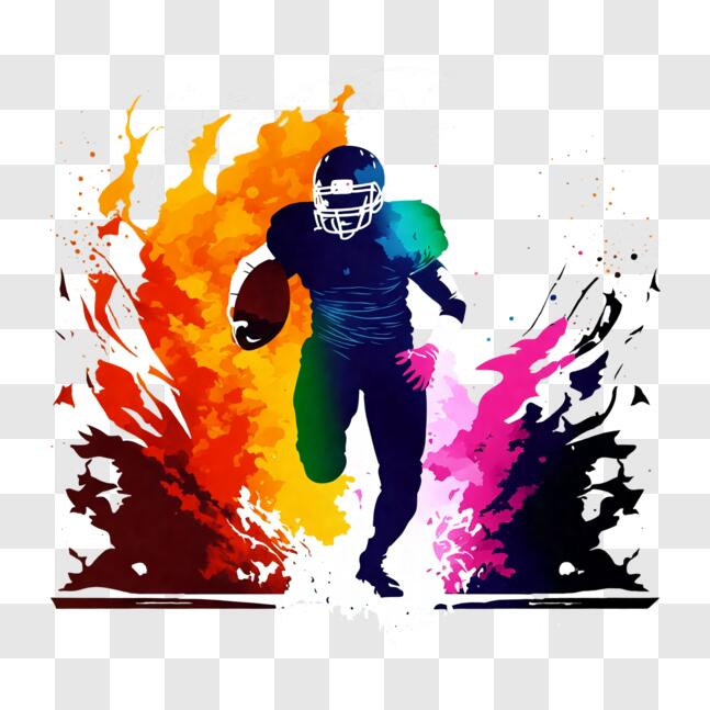 Download Colorful Football Player in Action PNG Online - Creative Fabrica