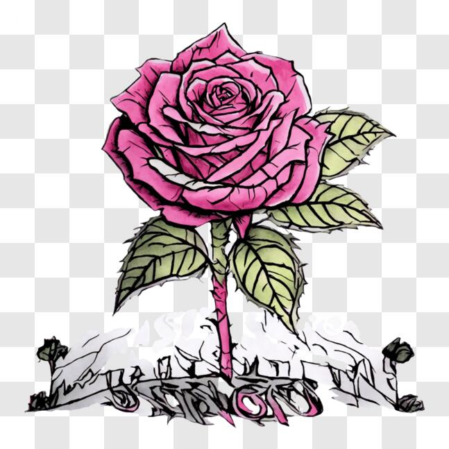 Download Pink Rose with Graffiti on Black Background PNGs Online ...