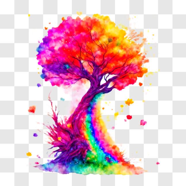 Download Colorful Tree with Watercolor Splash PNGs Online - Creative ...