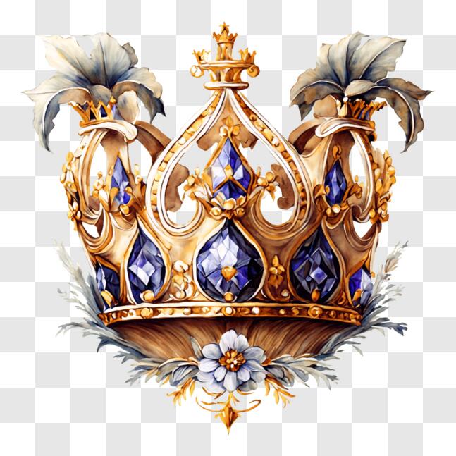 Download Blue Stone and Flower Decorated Crown for Royalty and Power ...