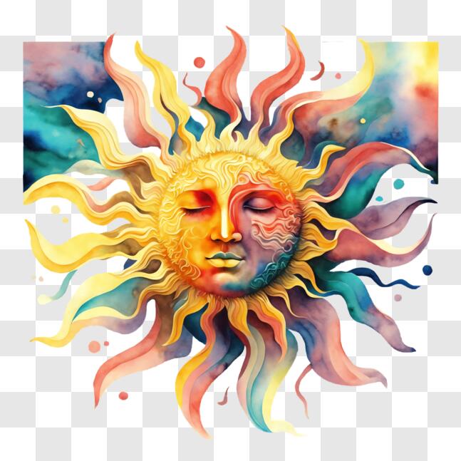 Download Colorful Painting of the Sun with Inspirational Motif PNGs ...